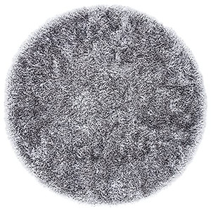 SAFAVIEH Vegas Shag Collection 8' Round Grey VGS868F Solid 3.15-inch Extra Thick Living Room Dining Bedroom Foyer Area Rug