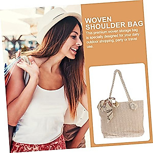 COLLBATH Bag bag Large for Weave Bag Travel Hand-woven Female Girls Holiday Women Fashion Straw Woman Simple Handbag Hand Beach Party Trendy Bow Bohemia Woven Shoulder Capacity