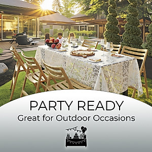 Exquisite Lace Table Cloth Rectangle Table 12-Pack Tablecloths | Plastic Table Cloth Disposable 54" X 108" Clear Table Cover | White Table Cloth Rectangle | Rectangle Tablecloth Lace Tablecloth