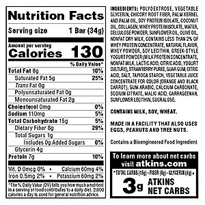 Atkins Endulge Treat Strawberry Cheesecake Dessert Bar, 6 Ounce, 5 Count (Pack of 1)