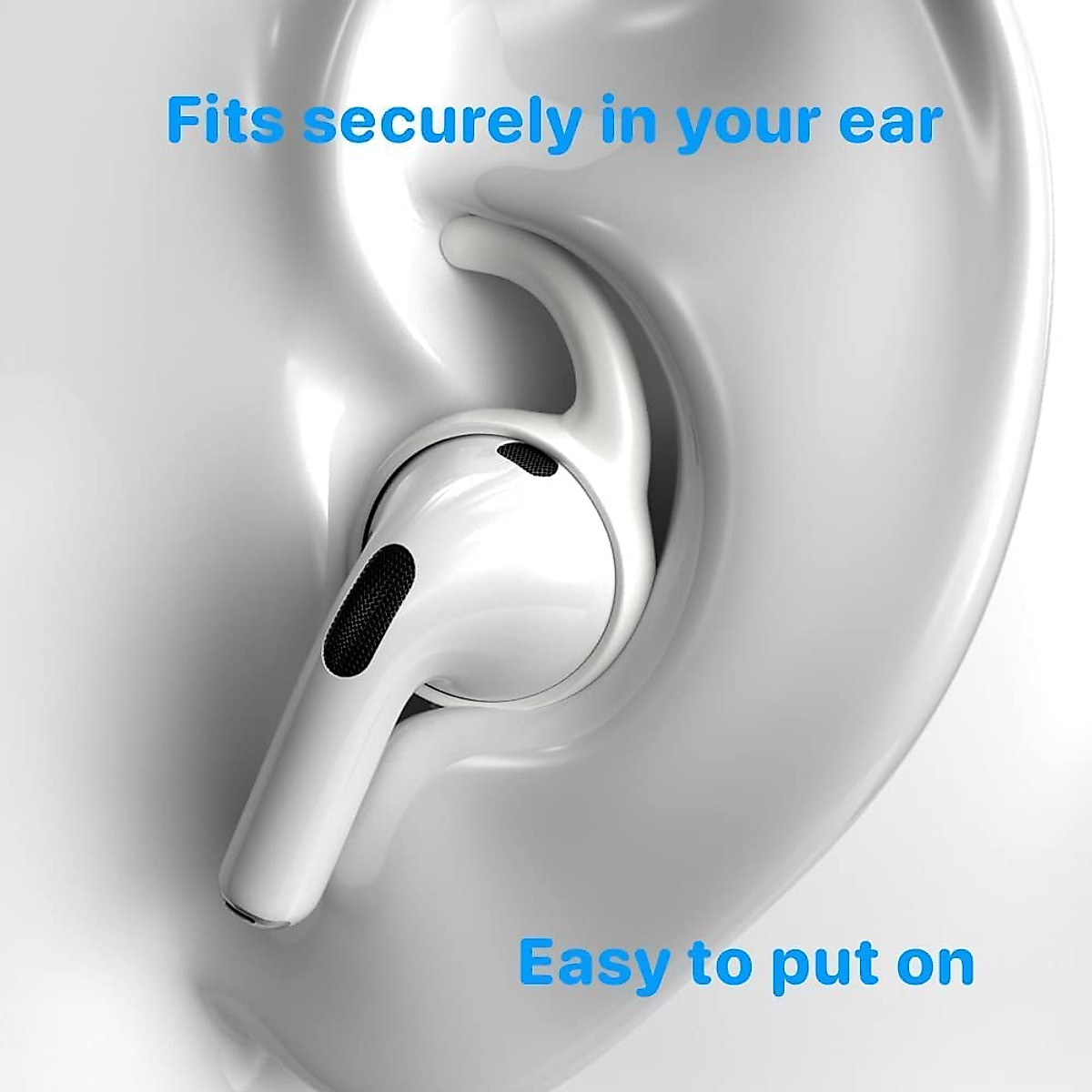 CharJenPro Patented Ear Hooks for AirPods Pro and AirPods 3 (3rd Generation). Stays in Ears, Ultra Comfortable, Covers Never Falls Off. (White & Translucent)
