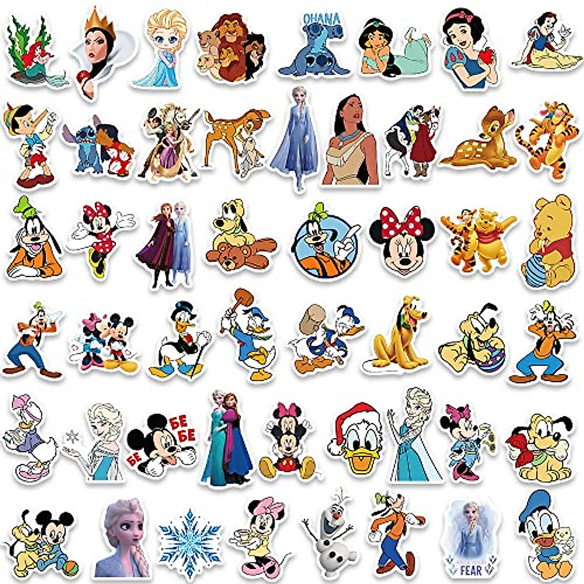 Disney Stickers 100PCS Asverbet Kids Stickers Pack Princess Stickers Cute Stickers for Kids Teens Adults Waterproof Vinyl Cartoon Stickers for Water Bottles Laptop Luggage
