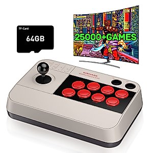 Kinhank Arcade Game Console Built-in 25000+Games, Super Console Arcade Video Game Console S905X3 Chip, 3D Joystick Turbo Function