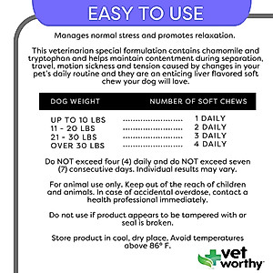 Vet Worthy Calming Aid Dog Soft Chew - Flavored Chewable Treats for Dogs to Manage Normal Stress - Dog Calming Chews for Storm Anxiety, Grooming, and Fireworks - Poultry Flavored, 45-Count