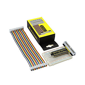 KEYESTUDIO GPIO Breakout Kit for Raspberry Pi - Assembled Pi Breakout + Rainbow Ribbon Cable + 400 Tie Points Solderless Breadboard