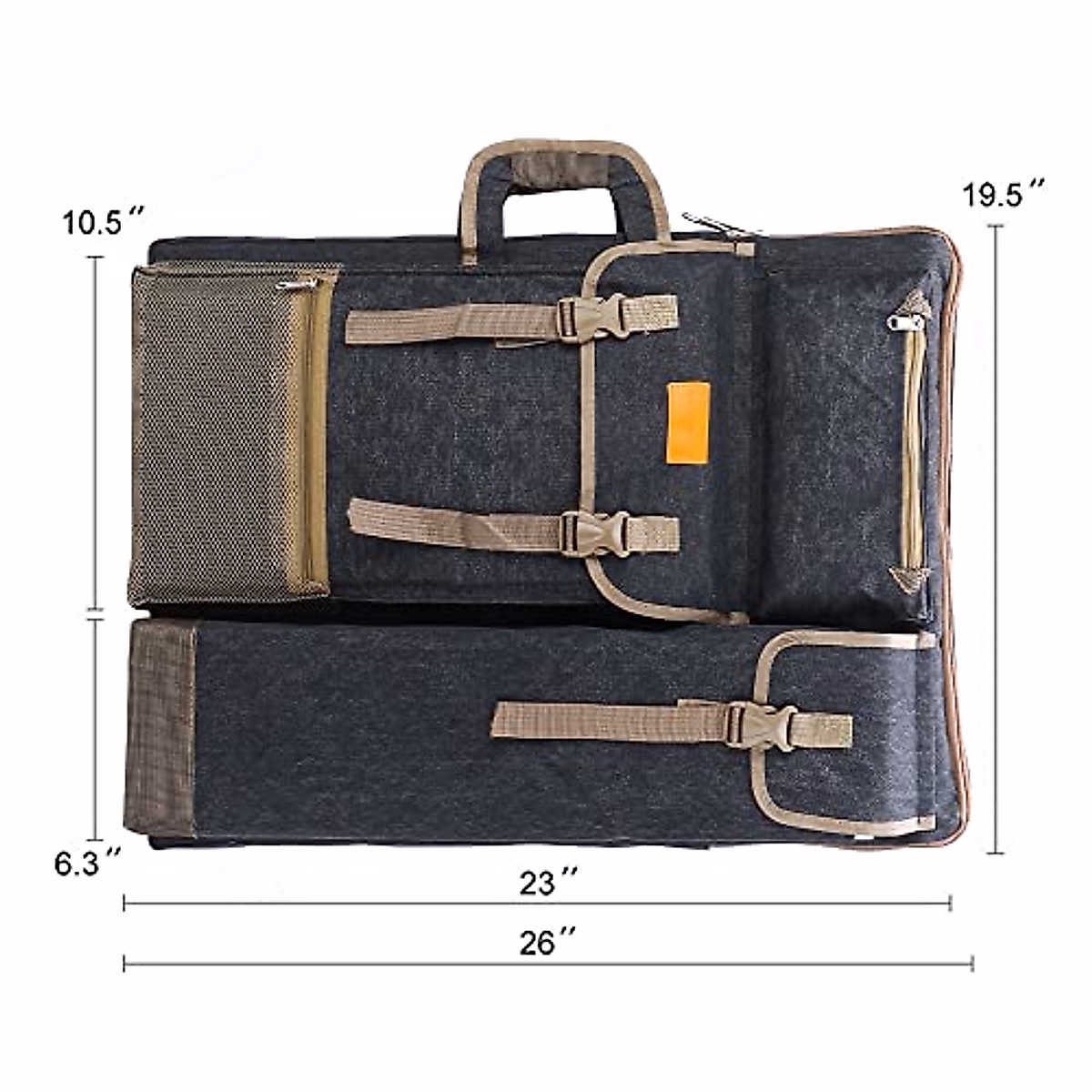 TRANSON Art Portfolio Case Artist Backpack Canvas Bag Large 26” x 19.5”Black Color