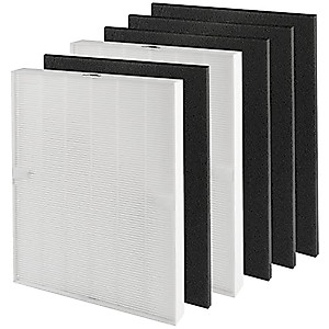 True HEPA Replacement Filter for Winix C535, 115115 HEPA Replacement Filter A Compatible with Winix 5300, 5300-2, 6300, 6300-2, P300 PlasmaWave Air Purifier Filter, Compare to Part #115115 Size 21, 2 Pack Hepa filters + 4 Pack Carbon Prefilters