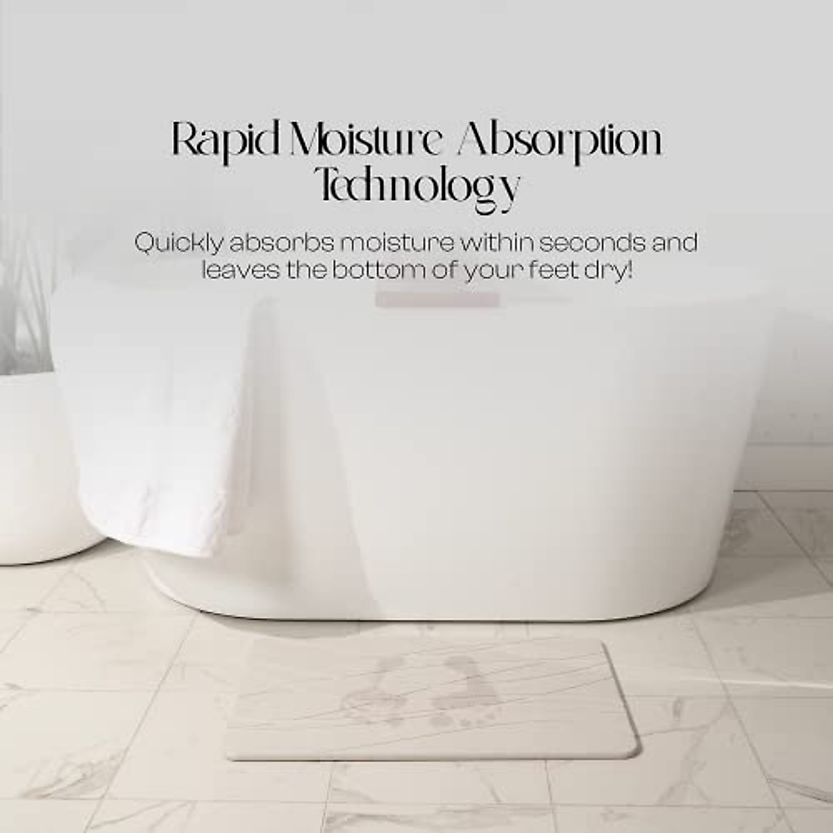 Stone Bath Mat, Diatomaceous Earth Bath Mat Stone - Non-Slip Stone Bath Mats for Bathroom, Fast-Drying Stone Bath Mat, Diatomaceous Earth Bath Stone Mat, Stone Shower Mat (Pebble White)