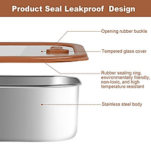 Pulreiush 3pcs Stainless Steel Food Storage Container Set With Lids - Easy Clean, Smell-Proof, Airtight & Leakproof Containers - 3Sizes (21oz/42oz/70oz) - 304 Stainless Steel