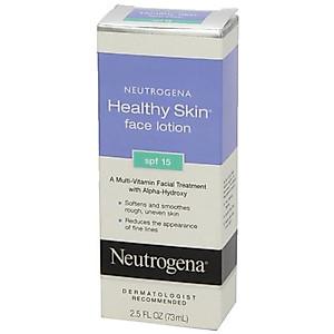 Neutrogena Healthy Skin Face Moisturizer Lotion with SPF 15 Sunscreen & Alpha-Hydroxy Acid, Anti-Wrinkle Treatment with Vitamins C, E & B5, Oil-Free & Alcohol-Free, 2.5 fl. oz