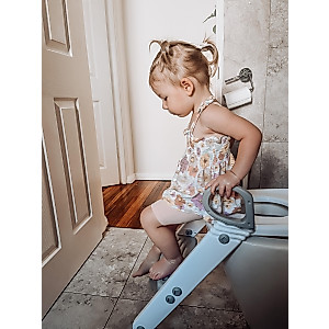 Dreambaby Potty Seat with Steps Toilet Training Seat - 2-Level Adjustable Potty Seat- Grey/White - Kids toilet seat attachment