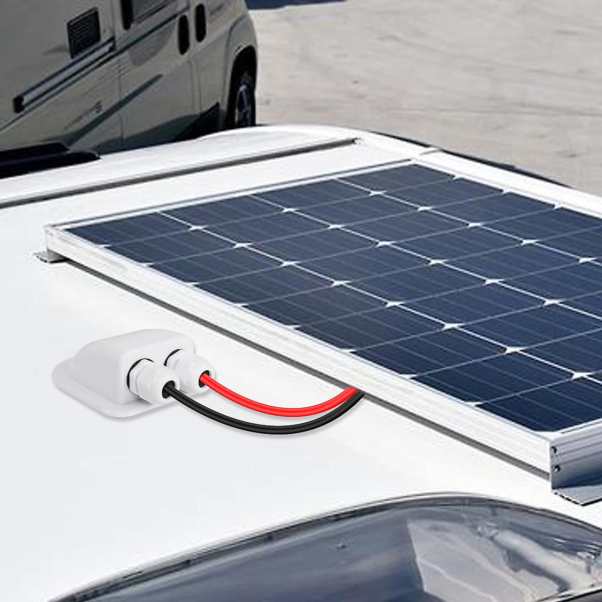 PNGKNYOCN ABS Solar Double Cable Entry Gland IP68 Waterproof,Cable with Maximum Outer Diameter of 8mm is Allowed to Pass Through,for Solar Project on Rv, Campervan, Boat (White)