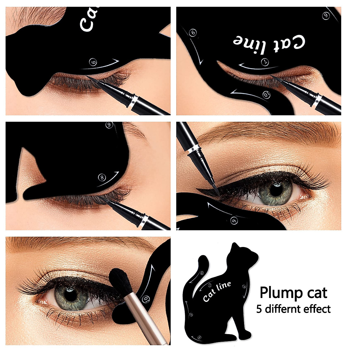 TailaiMei Eyeliner Stencils, Soft Silicone Material Smoky Eyeshadow Applicators Guide Template Tool