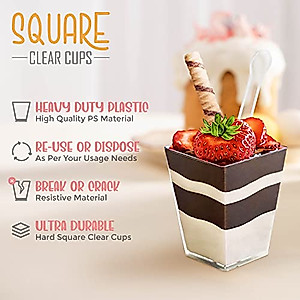 50pack 5oz Clear Plastic Dessert Cups With Lids And Spoons - Mini Parfait Cups With Lids - Appetizer Cups For Parties Small Dessert Cups With Spoons (50 Cups + 50 Lids + 50 Spoons)