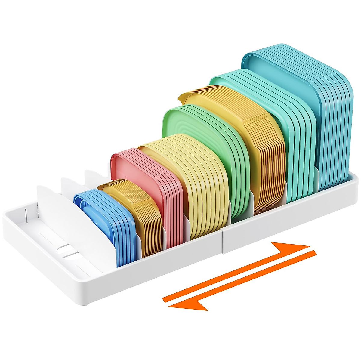 Lifewit Lid Organizers for Cabinet Adjustable, Extra Large 13-24" Food Storage Container Lid Divider with 8 Inserts & 21 Compartments, Plastic Lid Holder Inside Cabinet in Kitchen/Pantry Organization