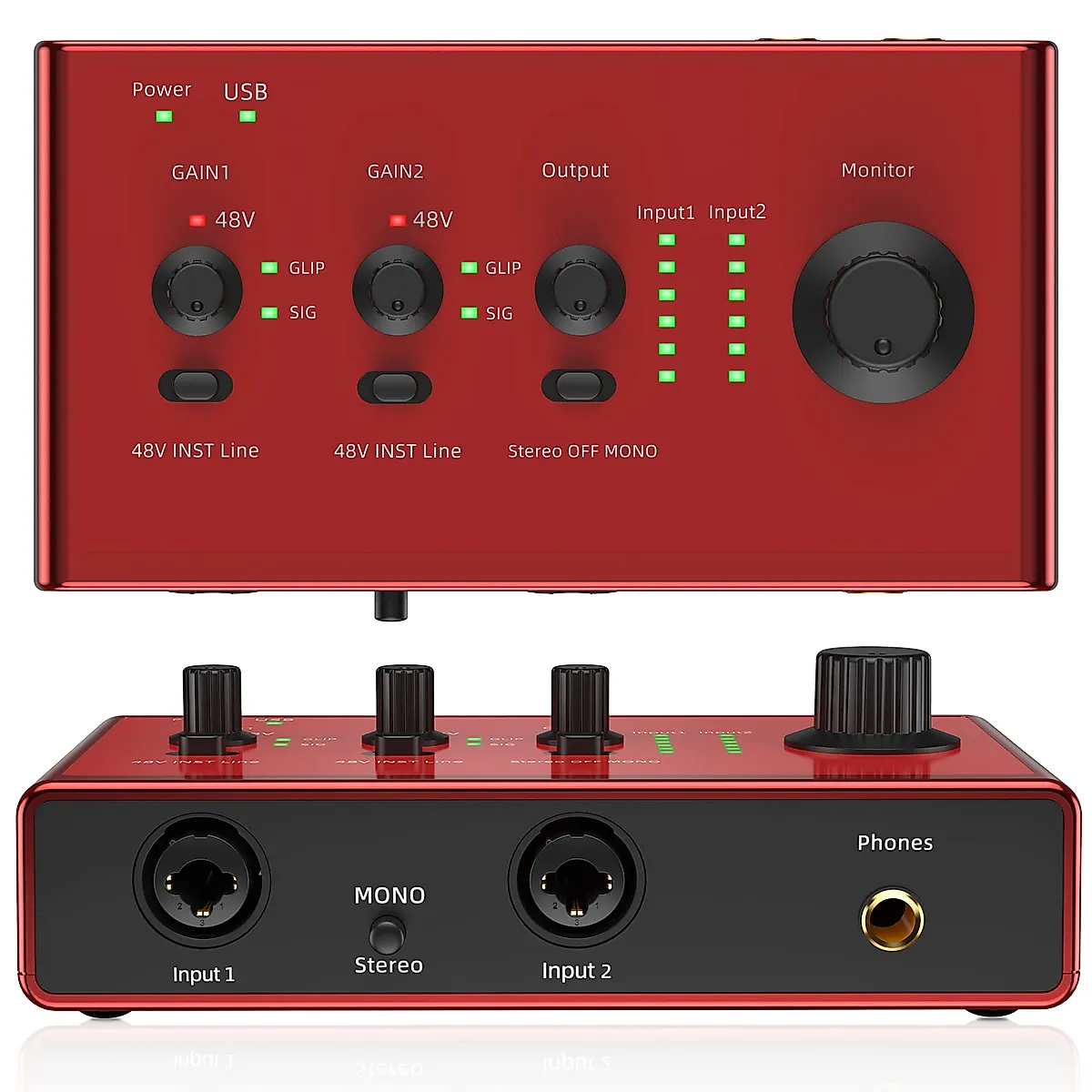 USB Audio Interface with 1x XLR/TRS 1x 1/4" 2X RCA USB (AU13)