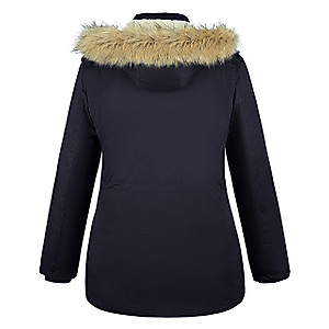 Soularge Women's Winter Plus Size Pure Cotton Coat with Detachable Hood(Navy,4X)