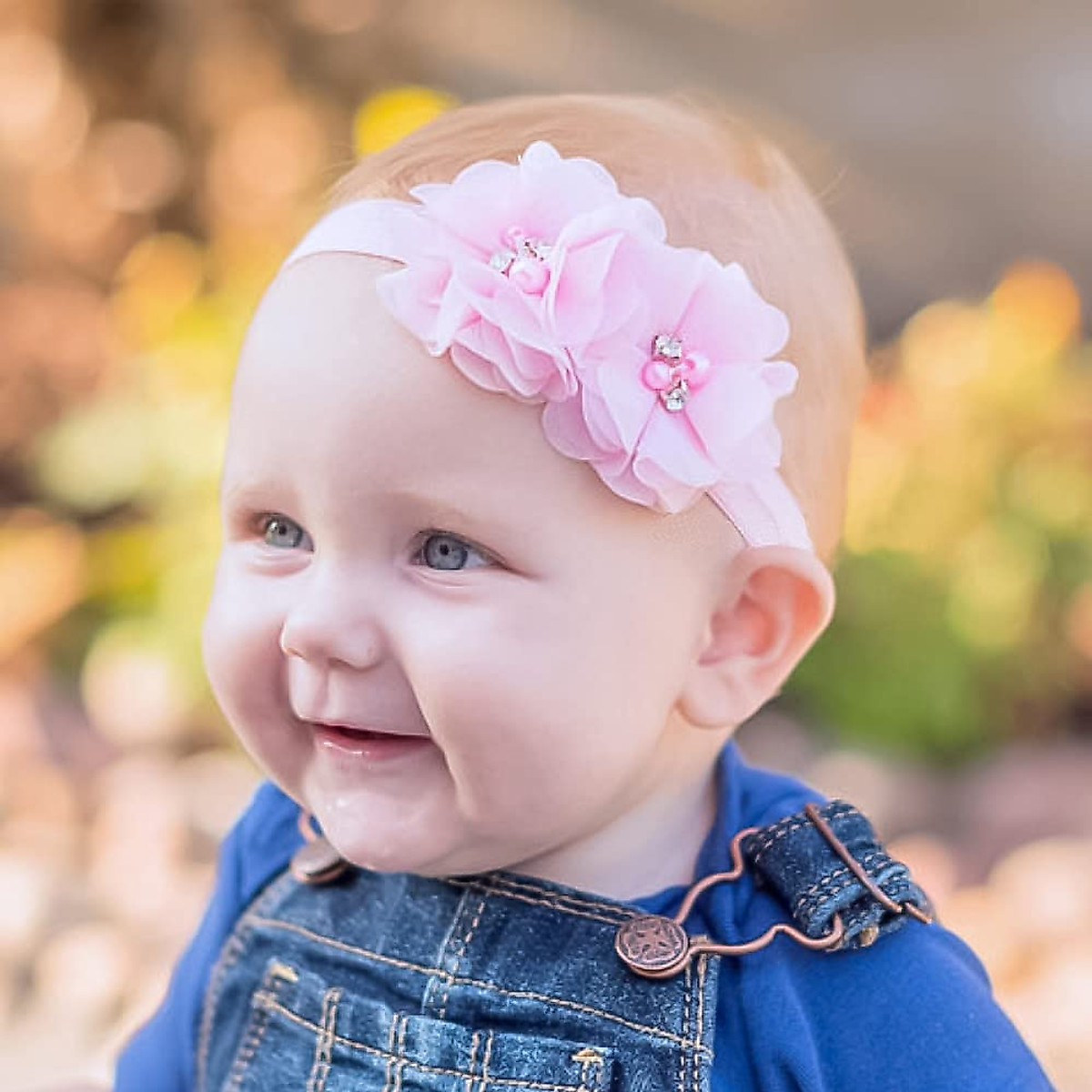 30 PCS Rhinestone Pearl Pink Chiffon Flower Sewing Fabric Appliques for Clothing, Headbands Flower, Crafts, Party Decoration, Sewing Applique