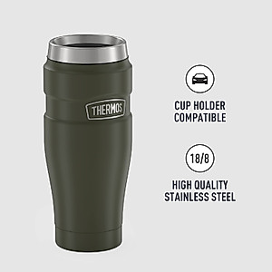 THERMOS Stainless King Vacuum-Insulated Travel Tumbler, 16 Ounce, Army Green