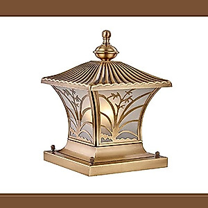 TANKKWEQ Home Garden Outside Stigma Light, Europe Retro Pedestal Lamp Die-cast AluminumLandscape Safety Column Lighting American Fence Lantern E27 Decor