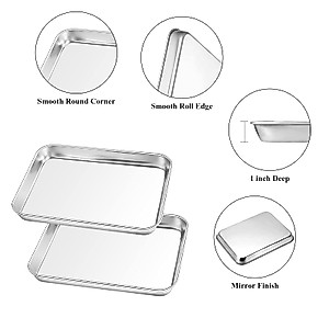 Baking Sheet with Rack Set, Yododo Set of 4 (2 Sheets + 2 Racks), Stainless Steel Cookie Sheet Baking Pan Tray with Cooling Rack, Non Toxic & Heavy Duty & Easy Clean - Size of 10 inch