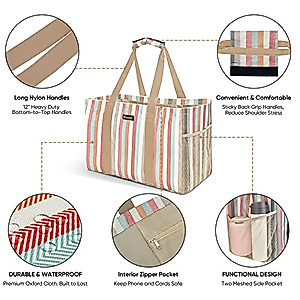 BALEINE Soft 9 Gallon Extra Large Utility Tote, Foldable Reusable Storage Bag (Color Stripe)