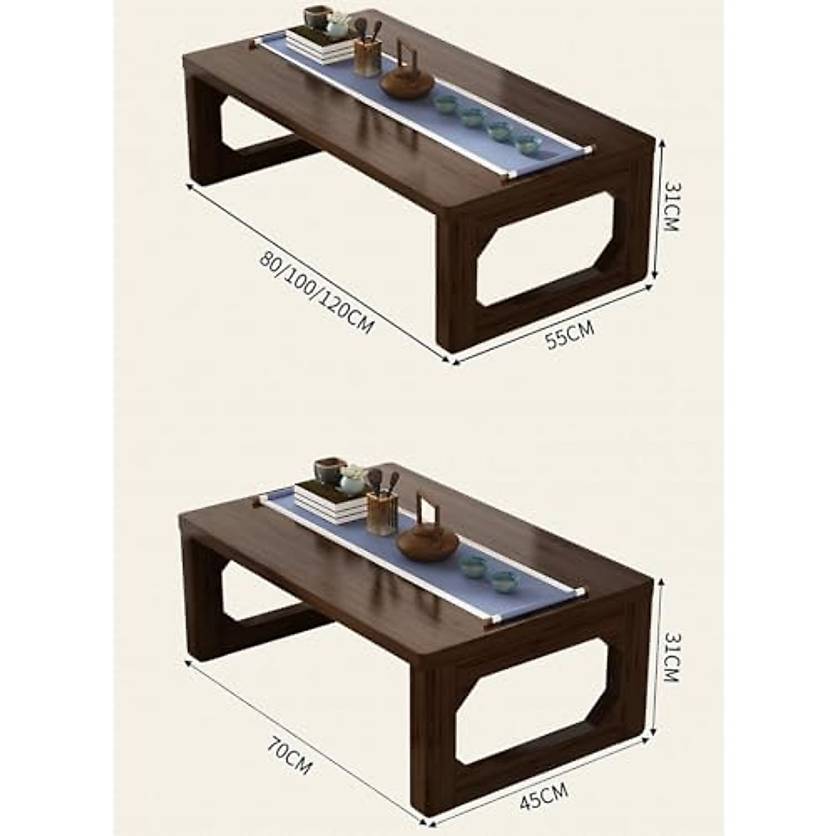 Foldable Coffee Table, Japanese Style Tatami Table, Classical Zen Tea Table, Meditation Table (Color : A, Size : 100 * 55 * 31cm)