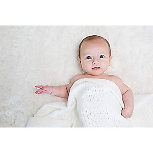lulujo Baby Cellular Baby Blanket, White