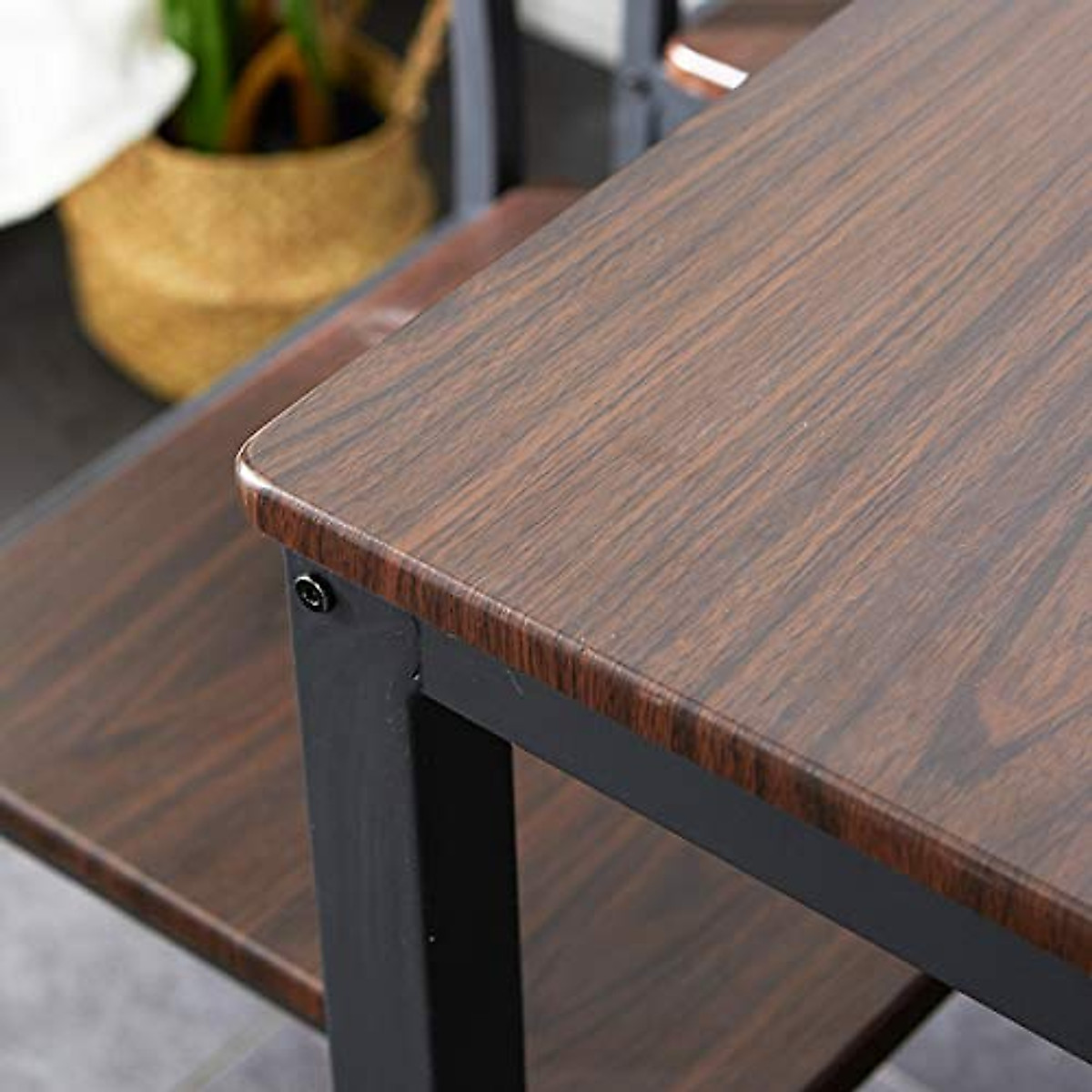 DlandHome Dining Table Set, Kitchen Table Set Breakfast Table Set, 4 Piece Kitchen Dining Room Table Sets with 2 Chairs and 1 Bench, Kitchen Coffee Table Set Modern Table Set