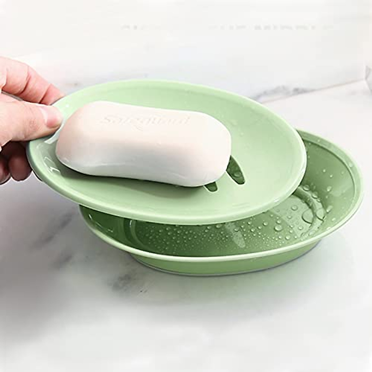 KUFUNG Soap Tray, Soap Dish, Soap Case Holder for Bathroom Shower Waterfall Drainer Kitchen, Keep Soap Dry & Easy to Clean (Mint Green, Plastic)
