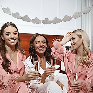 LINZYING Silver Shiny Cloud Banner - Engagement Bride Wedding Decoration,On Cloud Banner,On Cloud Nine Banner,On Cloud 9 Birthday Banner,On Cloud Birthday Banner for Girls (Cloud Banner)