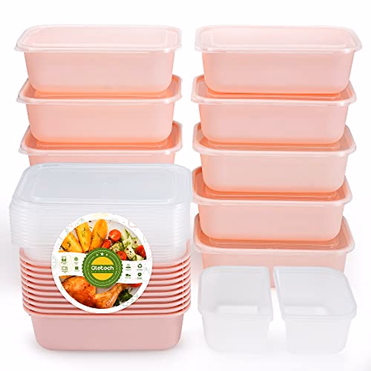 Glotoch Extra-Thick Meal Prep Containers Reusable, 38OZ To Go Containers, Double Use As Divided Lunch Containers For Portion Control-Microwave&Freezer&Dishwasher Safe,BPA-Free,10 Pack,Pink