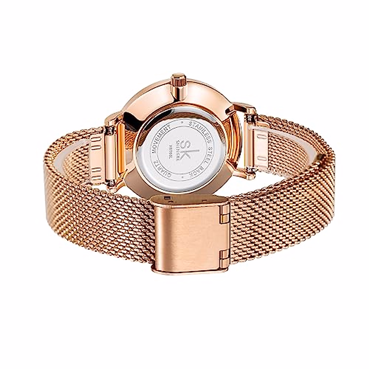 SHENGKE Minimalist Watch (Love Me Tender Love Me Home) Casual Fashion Wrist Watch Mesh Numerals Golden