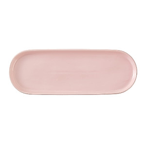 Ceramic Sink Tray, Bathroom Counter Tray, Bathtub Tray, Cosmetics Dish, Candle Tray, Perfume Shampoo Liquid Soap Tray Simple Style Design Suit for Bathroom and Kitchen (Pink)