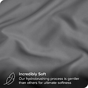 Bare Home Microfiber Pillow Cases - Standard/Queen Size Set of 2 Cooling Pillowcases Double Brushed Grey Pack Easy Care (Standard Pillowcase 2, Grey)