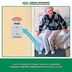 Smart Caregiver Cordless Floor Mat Pressure Pad with Economy Cordless Alarm (No Alarm in Patient's Room), Gray, 24” x 48”