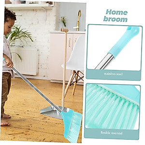 OHPHCALL Cleaning Broom for Floor Outdoor Broom Angle Broom Floor Cleaning Tool Hair Cleaning Broom Floor Cleaning Broom Home Broom Office Broom Household Broom Stainless Steel Sky-Blue