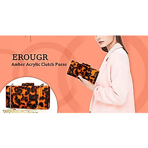 EROGE Acrylic Clutch Purse Perspex Box Colorful Geometric Design Handbags for Women (Amber)