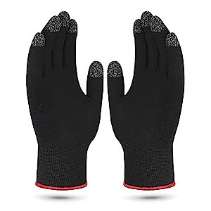 ZEPOHCK Game Gloves, Anti-Sweat Breathable Touch Finger Gaming Glove for Highly Sensitive Nano-Silver Fiber Material, Support Almost All Mobile Gaming (Black)