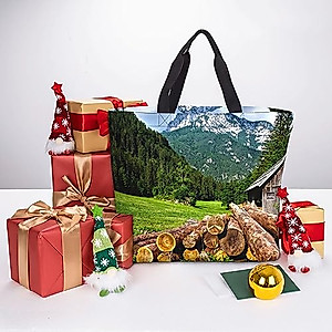 VACSAX Tote Bag for Women Reusable Shopping Bags Swiss Alps landscape Print Shoulder Handbag Aesthetic Totes for Grocery