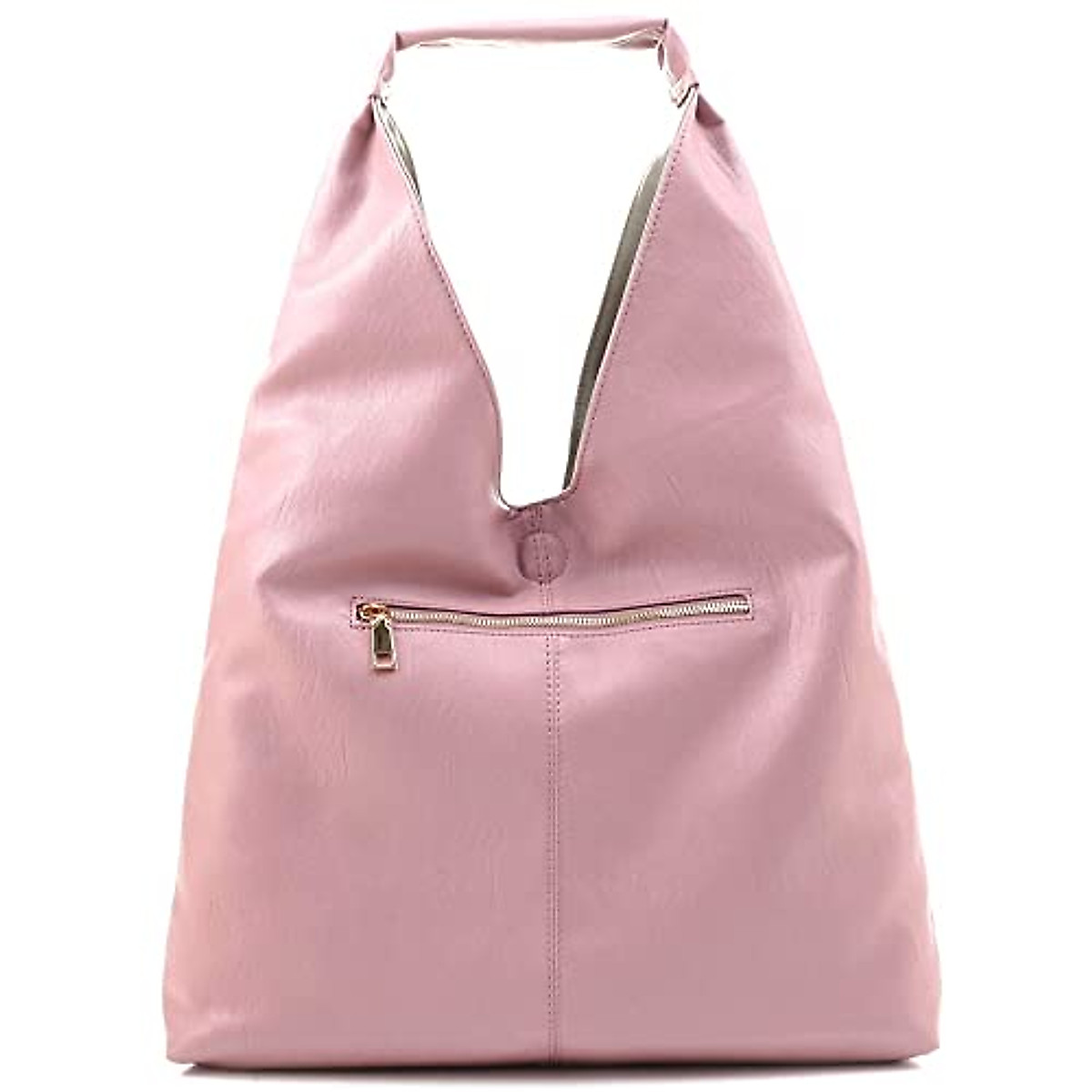 Reversible Large Oversized Vegan Leather Lightweight Simple Tote Handbag Purse (Taupe/Light-Taupe)