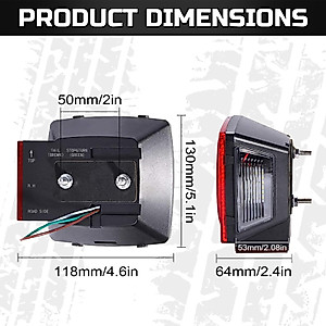 Gonice 2PCS Square LED Trailer Light Kit, Brake Stop Tail Running License Plate LED Light Lamp for 12V Camper Truck RV Boat Snowmobile Marine Under 80", DOT Compliant