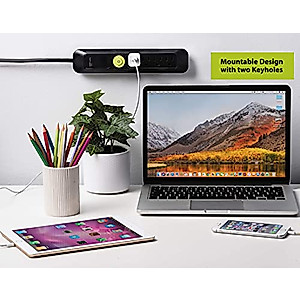 Power Strip Surge Protector with 4 Outlets Heavy Duty 6 ft Extension Cord for Home and Office by Easylife Tech, Black