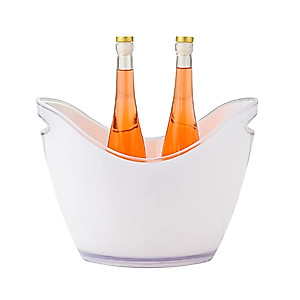 Restaurantware Bar Lux 13.8 x 9.8 x 10.4 Inch Champagne Bucket, 1 Oval Wine Bucket - with Handles, Durable, Frosted Plastic Wine Chiller Bucket, for Bottles & Soft Drinks