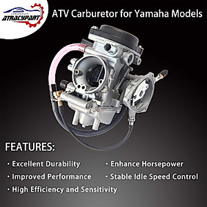 Carburetor Compatible with 2000-2006 Yamaha Big Bear 400 & Kodiak 400 YFM400, 2004-2006 Bruin 350, 2007-2012 Grizzly 350 450, 2006-2010 Wolverine 350 450 YFM 4x4 ATV Carb Replacement Parts