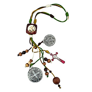 VILLAGE GIFT IMPORTERS 12" Saint Benedict Home Blessing Ornament | 3 Colors | Fits on Your Door Handle or Can Be Hung on Hook | Christian Home Goods (Red)