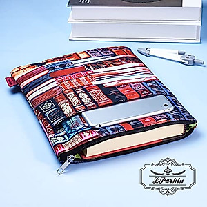 LParkin Classic Bookcase Book Sleeve Cover, Book Protector with Zipper for Paperbacks, Medium 11 X 8.5 Inch,Book Pouch Book Lovers Gift