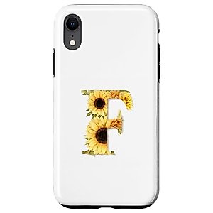 iPhone XR Letter F Initial Monogram Sunflower Minimalist Women Yellow Case