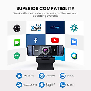VITADE Webcam 1080P 60fps with Microphone for Streaming, 682H Pro HD USB Computer Web Camera Video Cam for Gaming Conferencing Mac Windows Desktop PC Laptop Xbox Skype OBS Twitch YouTube Xsplit