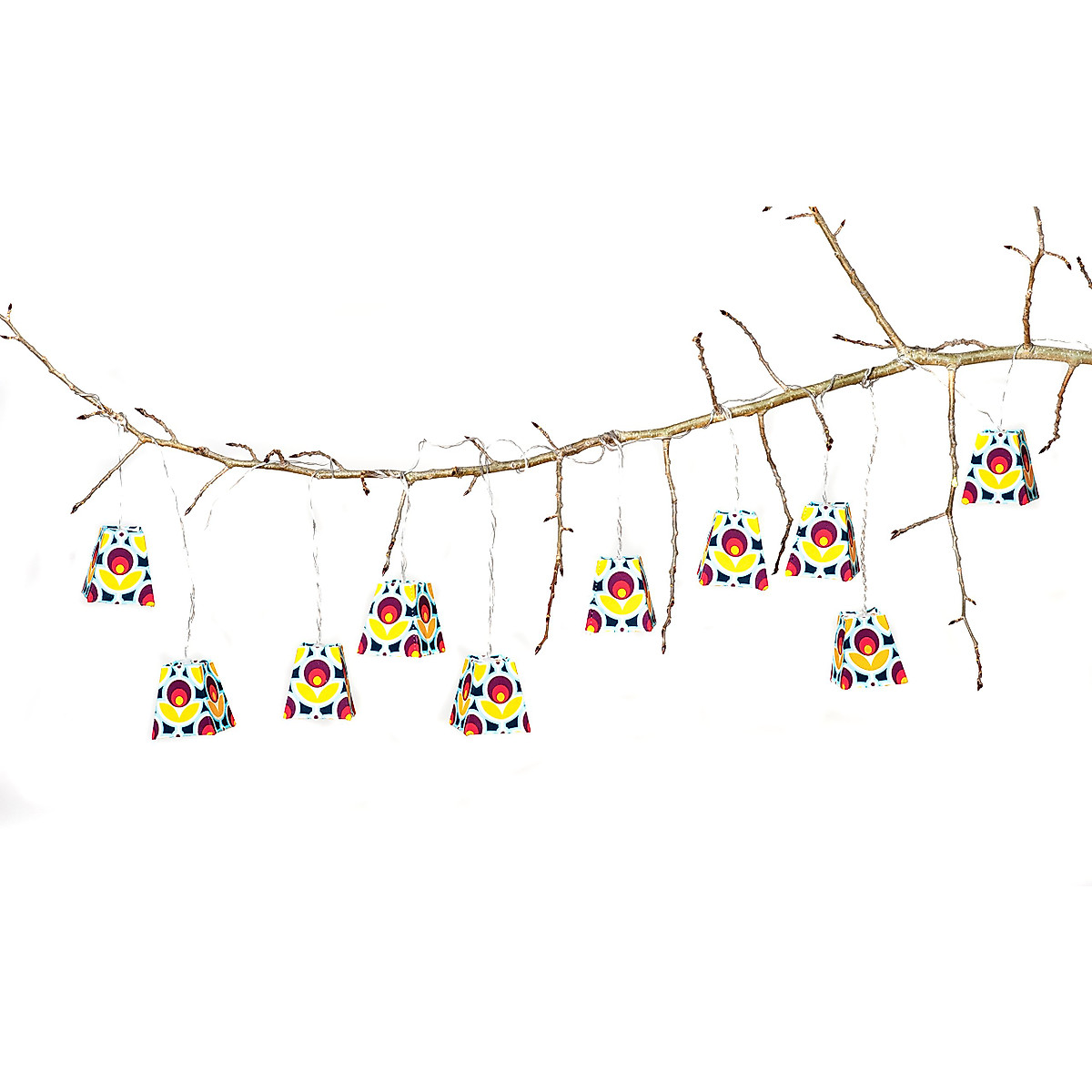 Allsop Home and Garden Soji Mod-Tulip Solar String Lights, Funky Style LED Outdoor Solar Lanterns, Handmade with Weather-Resistant UV Rated Fabric, for Decks, Gardens, Gazebos, Weddings, (Mod Tulip)